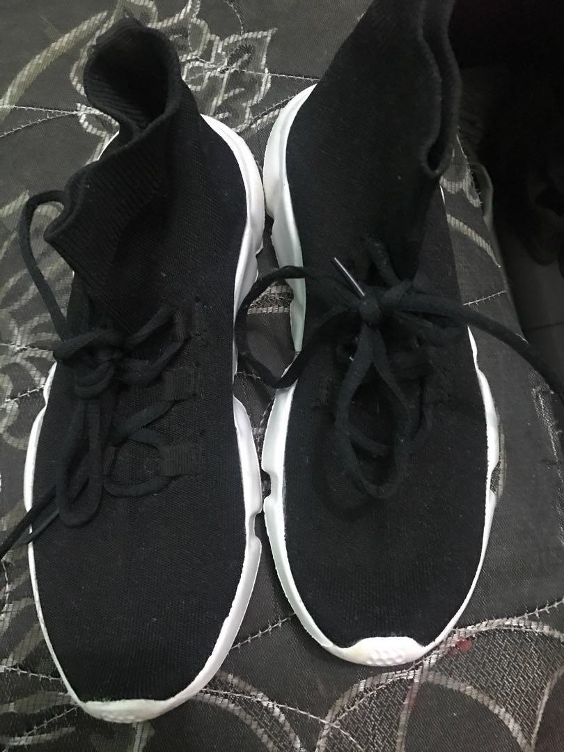 sock shoes / high shoes/sepatu model kaus kaki fladeo hitam, Fesyen ...