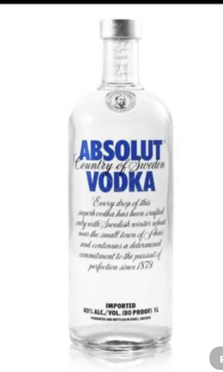 Absolut Vodka 1L, Food & Drinks, Alcoholic Beverages on Carousell