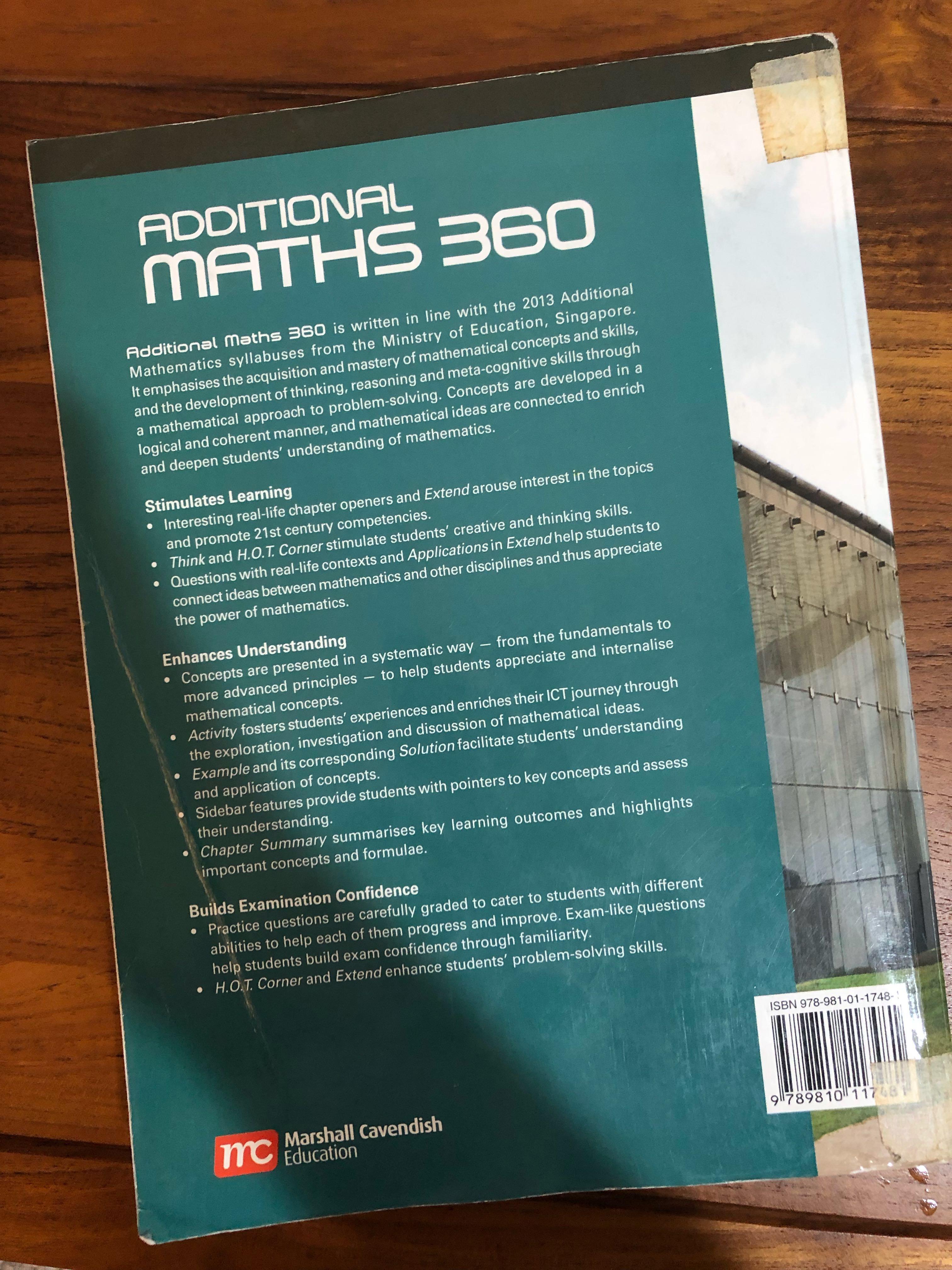 Additional maths 360 text book by marshall cavendish education ...