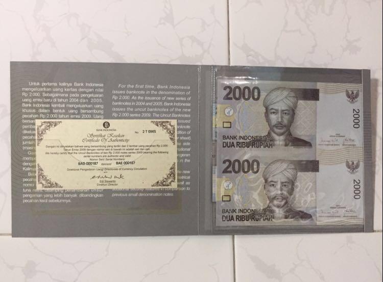 Indonesia Banknotes, 2,000 Rupiah, Limited Edition (1,600sets Uncut x4 ...
