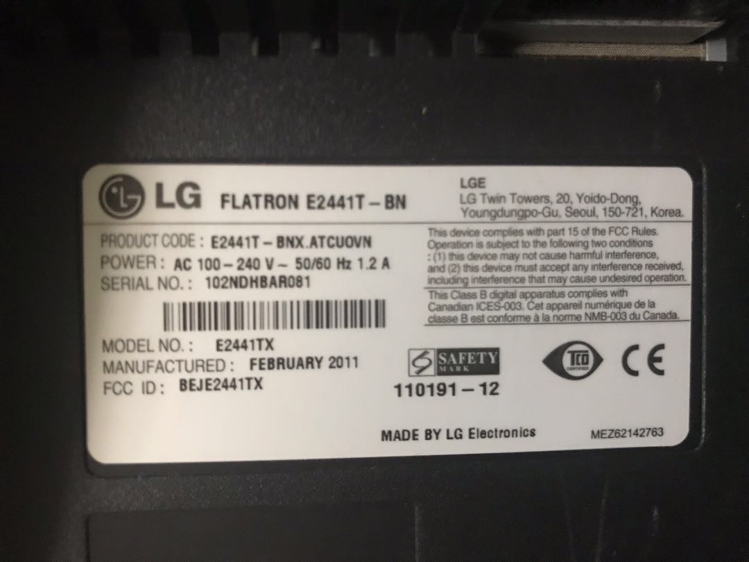 LCD Flatscreen - LG Flatron e2441, Computers & Tech, Parts ...