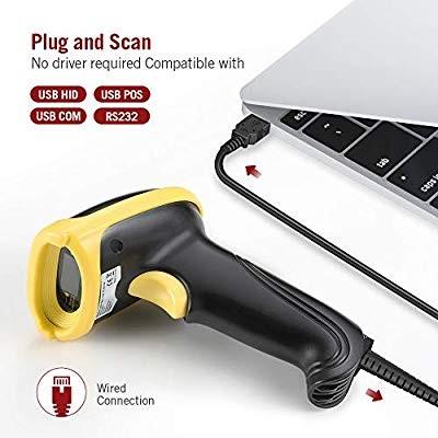 TaoTronics USB Barcode Scanner, Handheld Wired Bar Code 1D Laser ...