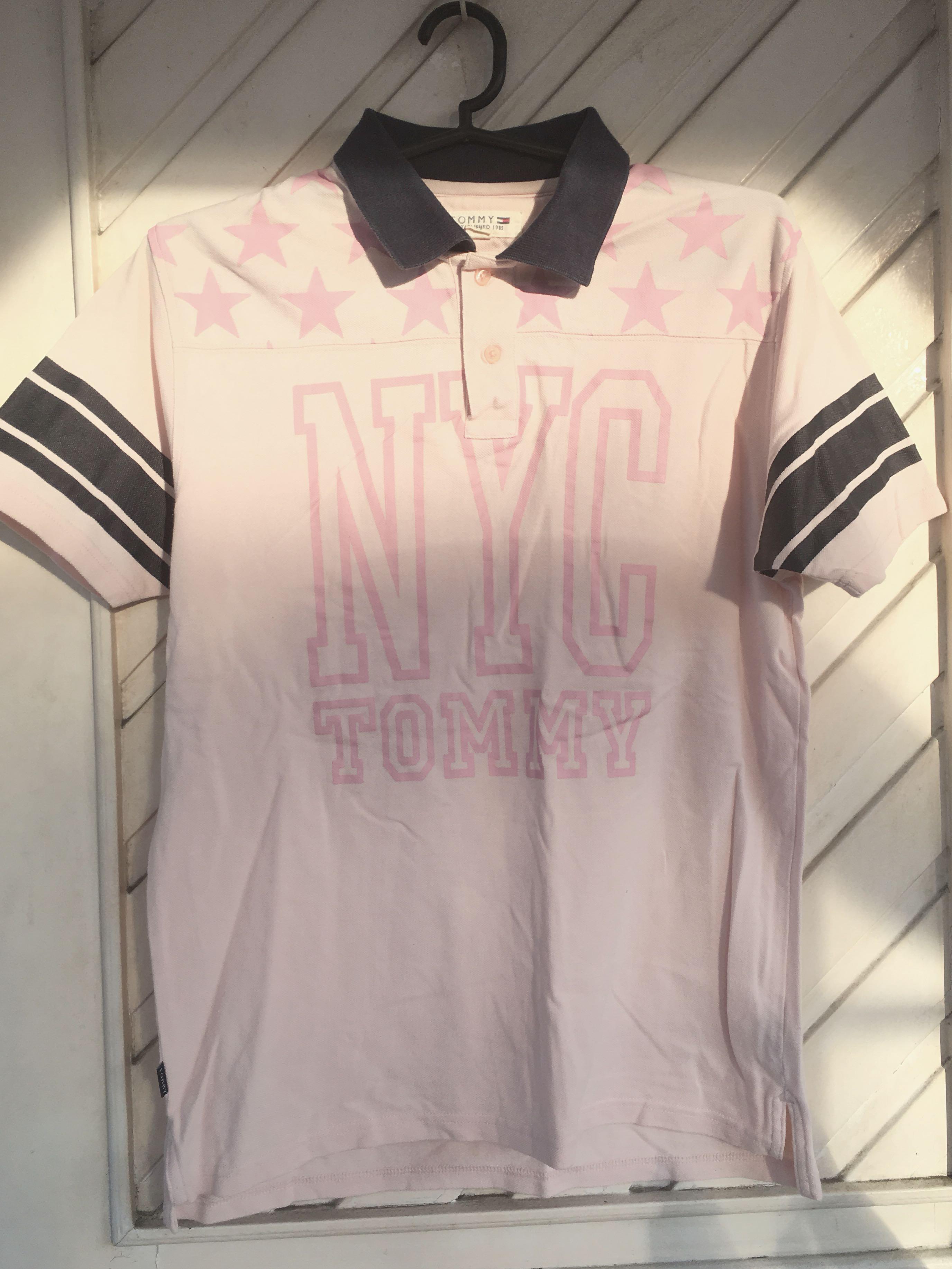 Authentic Tommy Hilfiger Pink Polo Shirt Mens Fashion Tops And Sets
