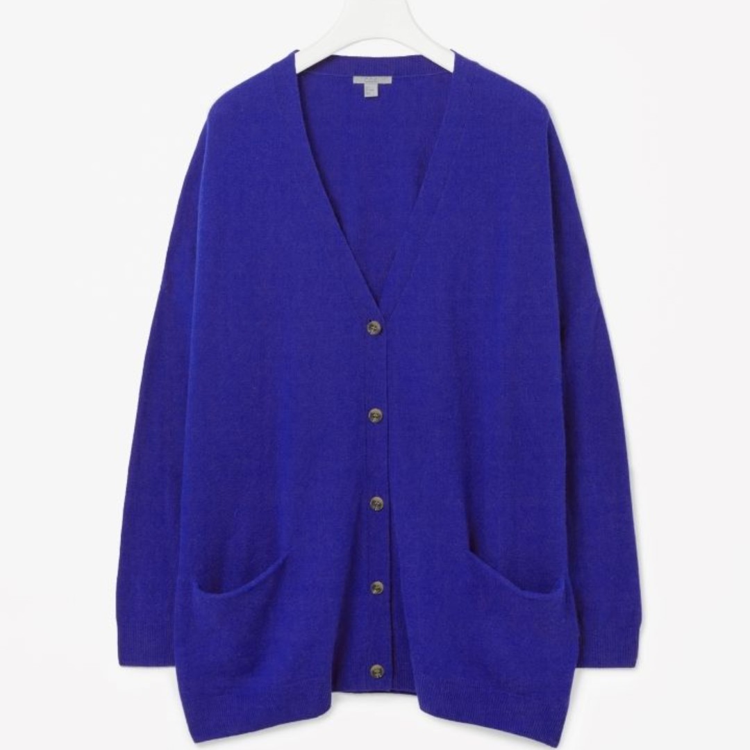 COS Oversized Cobalt Blue Wool Cardigan, Women's Fashion, Coats ...