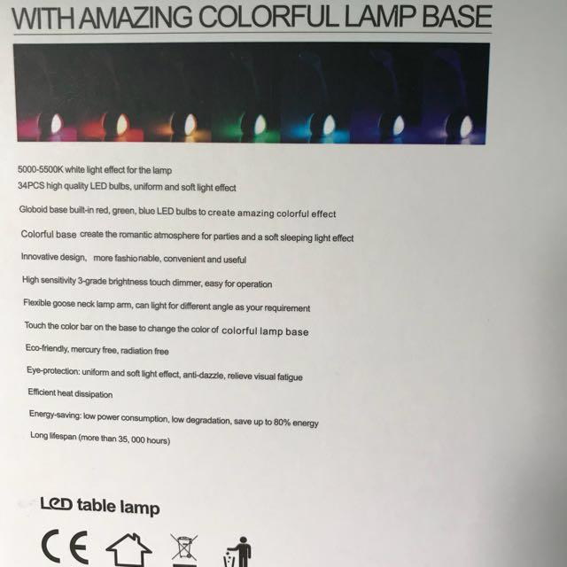 LED Color Changeable Table Lamp, Furniture & Home Living, Lighting ...
