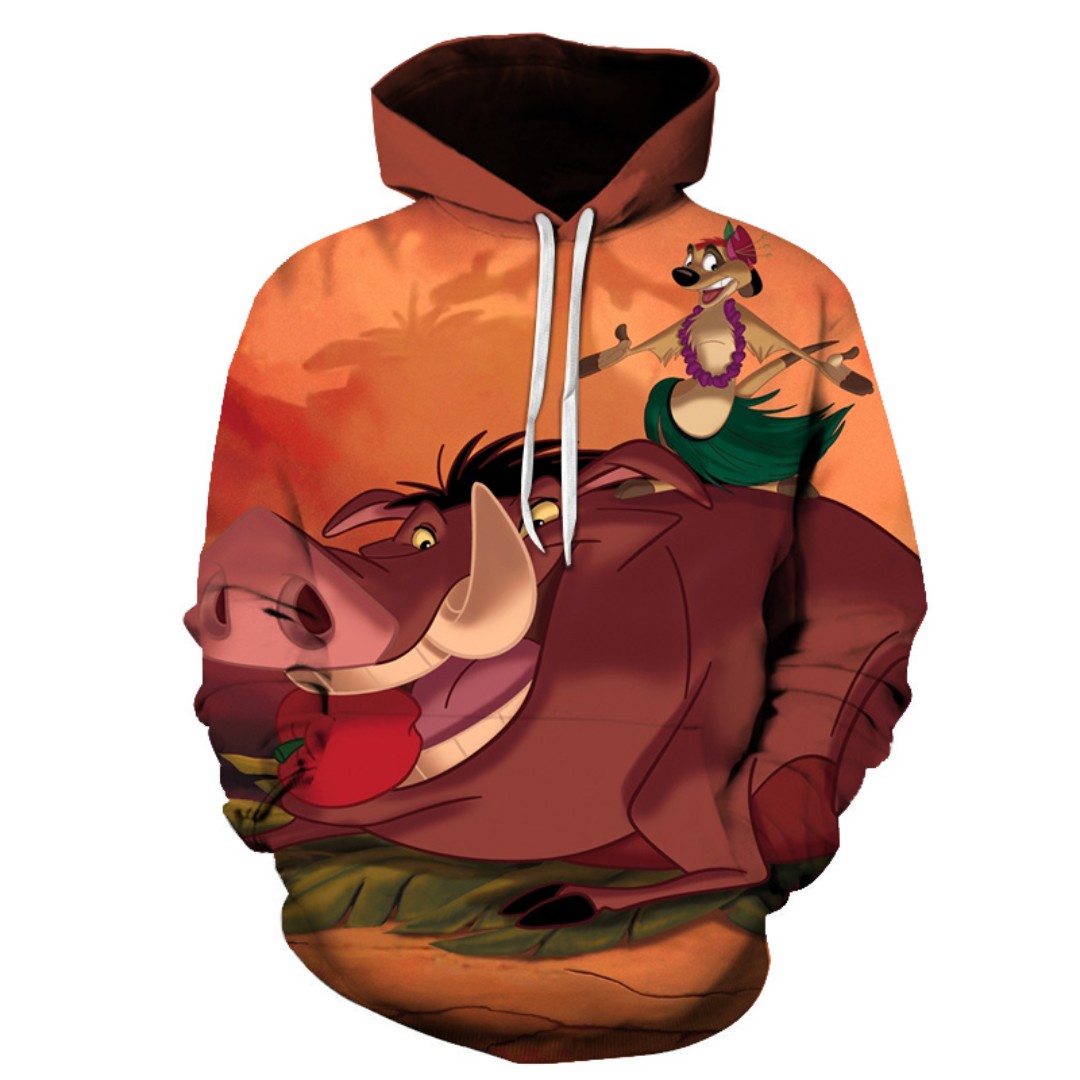 LION KING TIMON AND PUMBAA FULL PRINT HOODIE, Men's Fashion, Coats ...