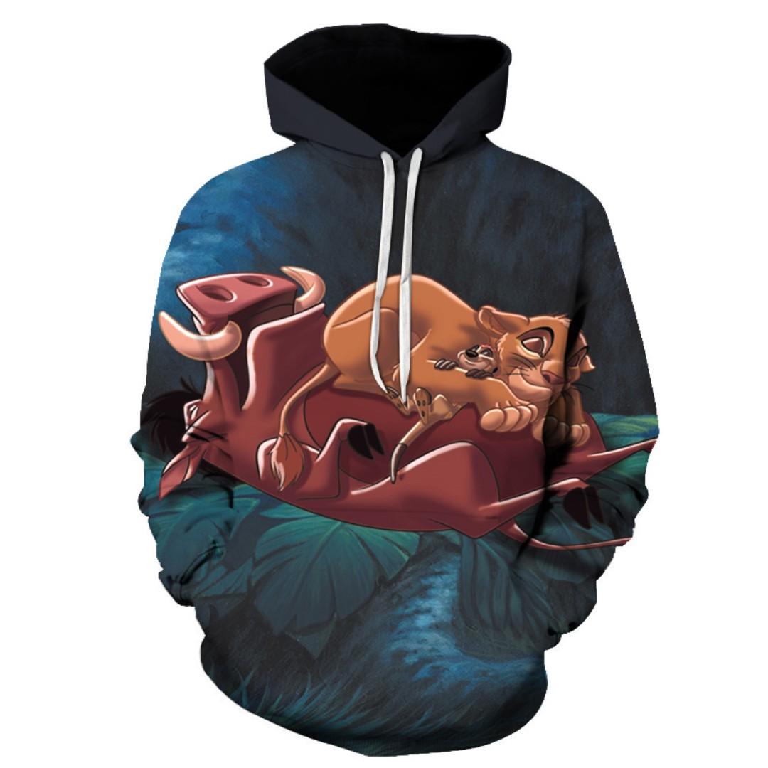 LION KING TIMON PUMBA SIMBA FULL PRINT HOODIE, Men's Fashion, Tops ...
