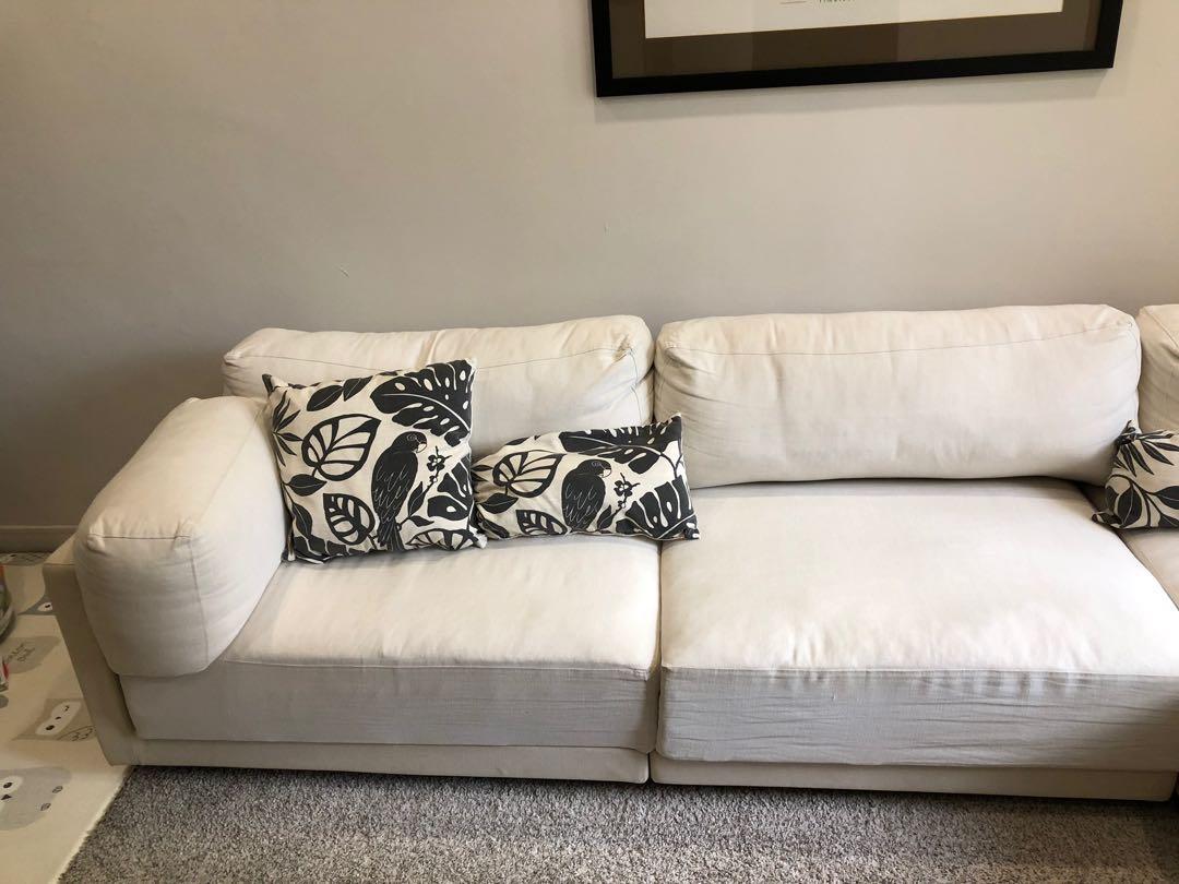 L-shape sofa ($7k orig. price), Furniture & Home Living, Furniture ...