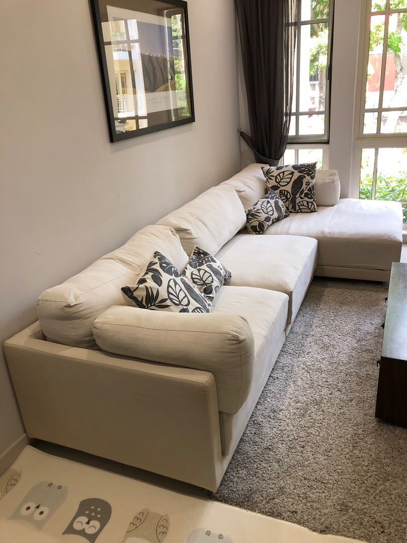 L-shape sofa ($7k orig. price), Furniture & Home Living, Furniture ...