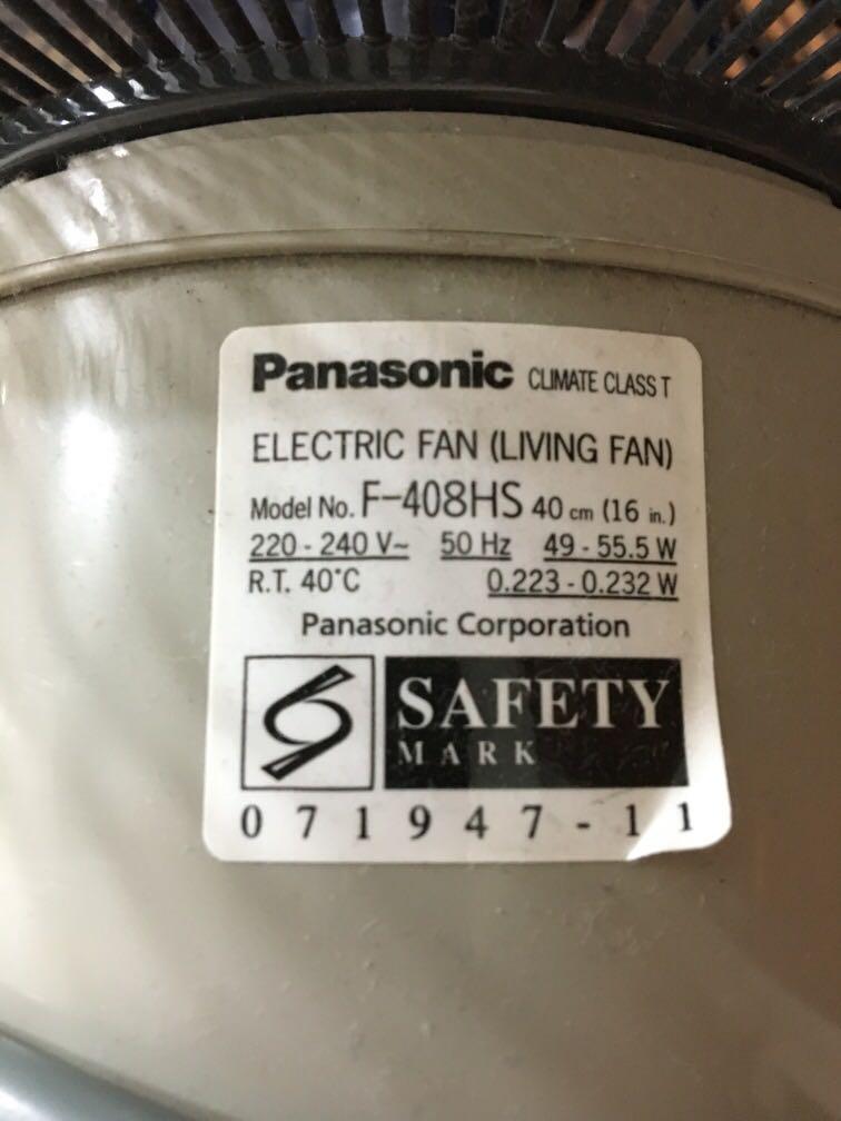 Panasonic Fan - very tall (Model 408HS). Buy for parts only, Furniture ...