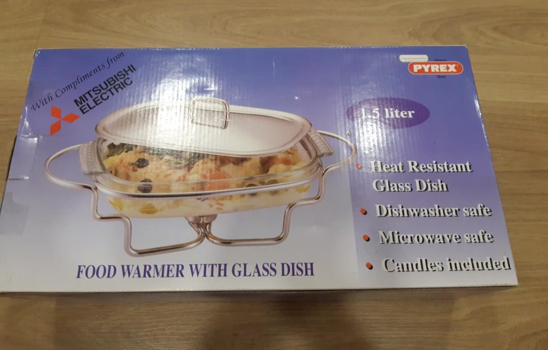 Pyrex Food warmer with glass dish, Furniture & Home Living, Kitchenware ...