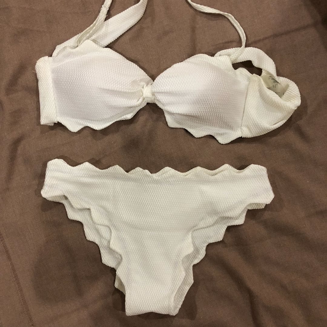 White Scallop Bikini, Women's Fashion, Swimwear, Bikinis & Swimsuits on ...