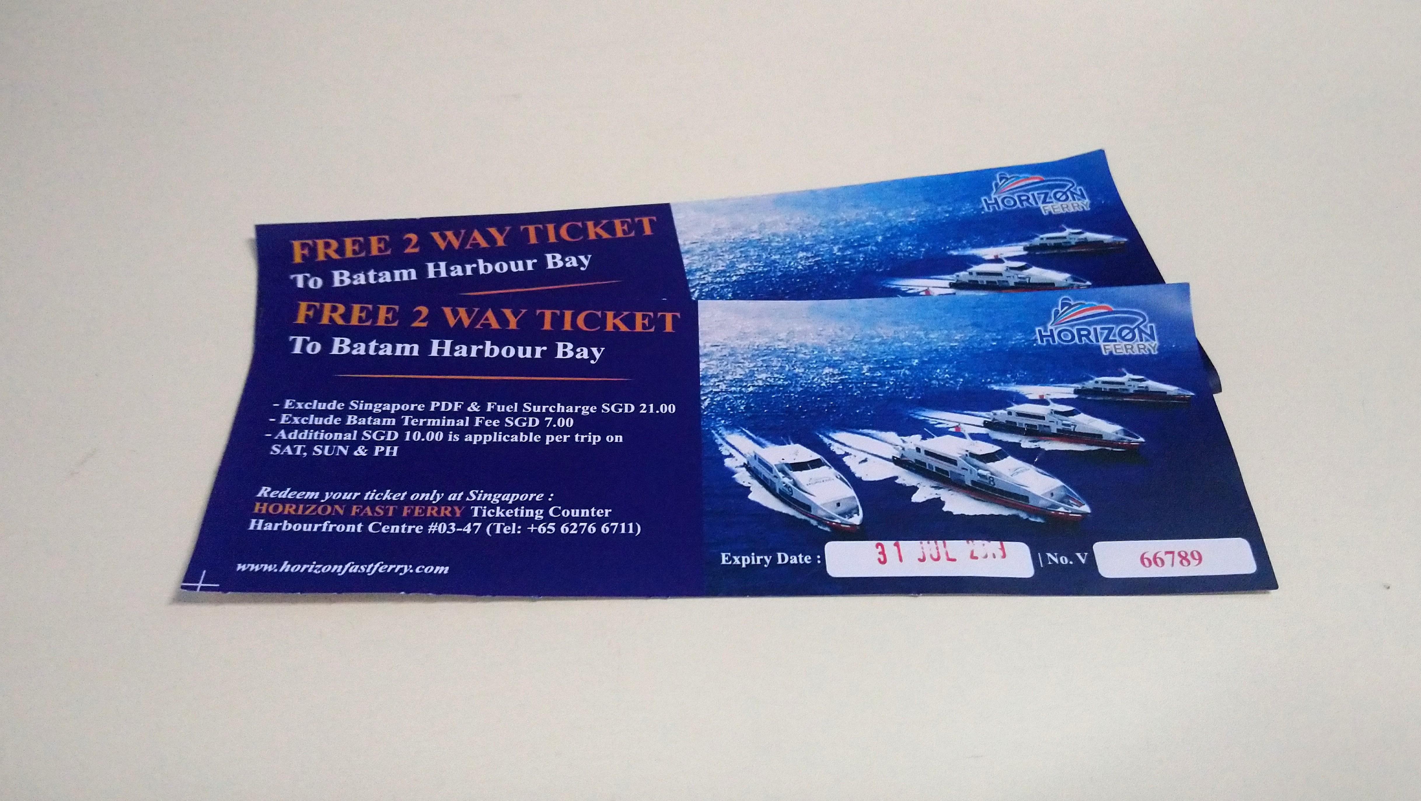 2x Batam (2-way) Voucher, Tickets & Vouchers, Vouchers on Carousell