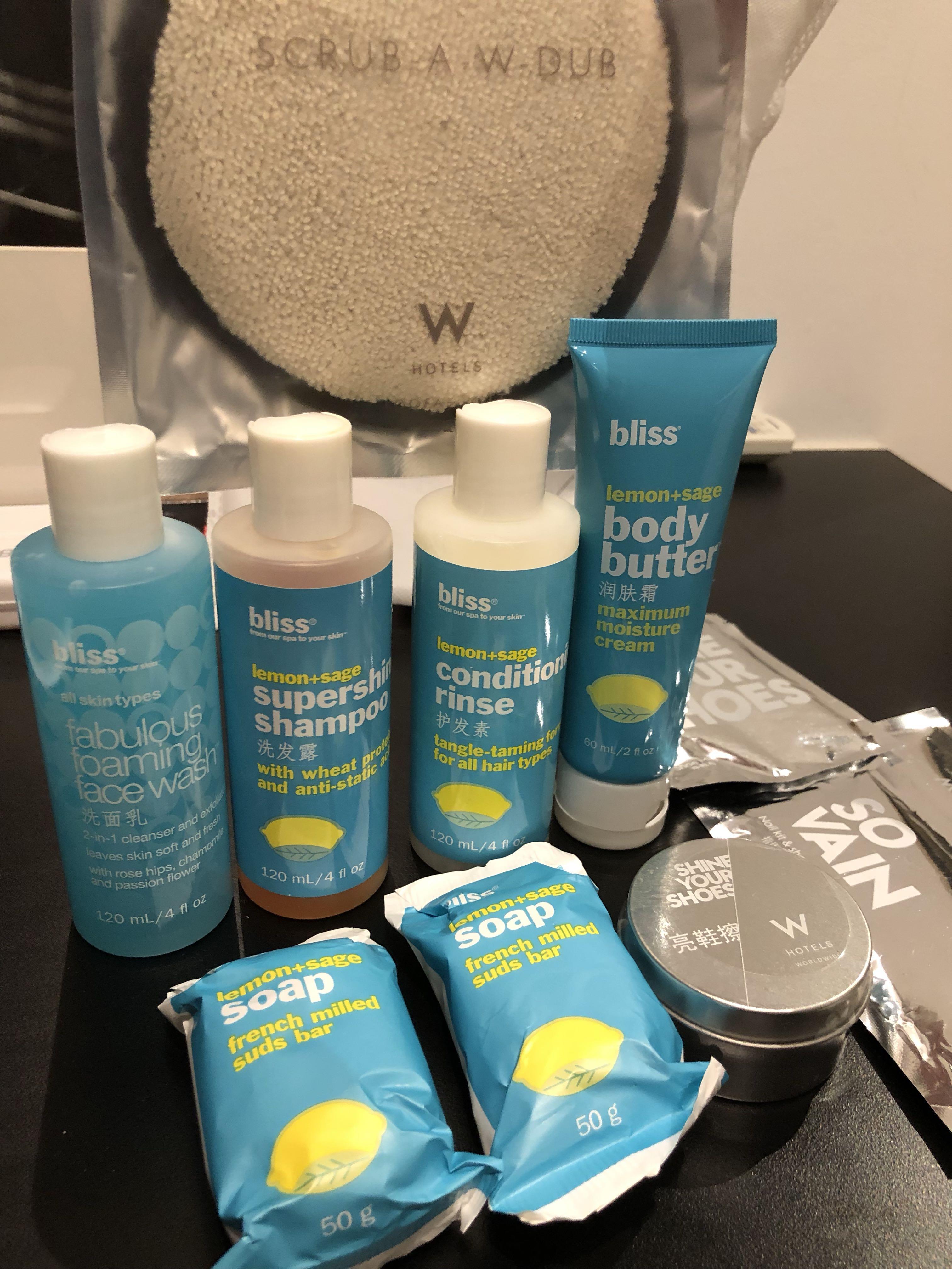 BLISS FULL SET BIG BOTTLES W HOTEL Shampoo Face Wash Body Butter ...