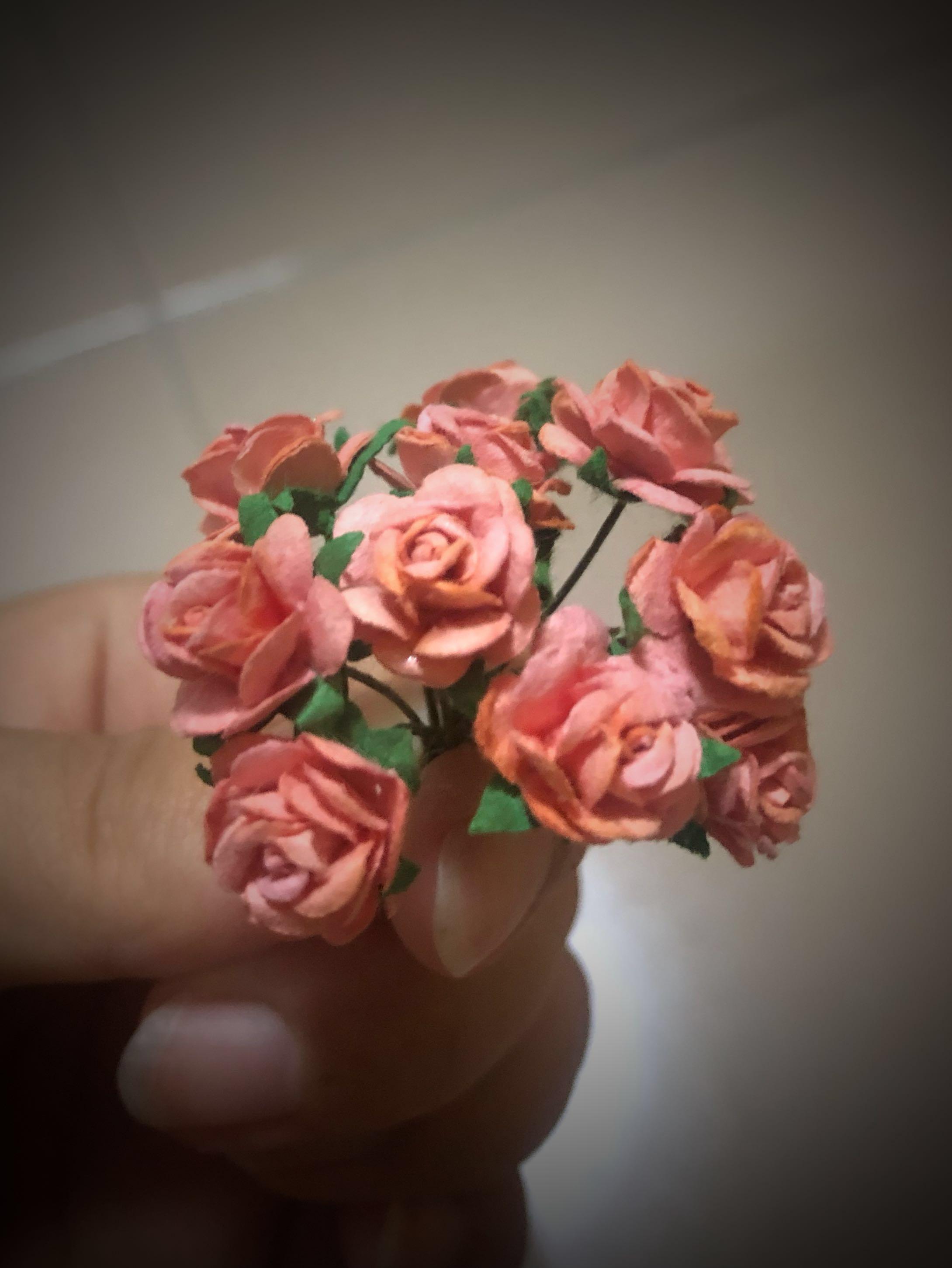 Realistic paper rose flowers (salmon colour), Hobbies & Toys ...
