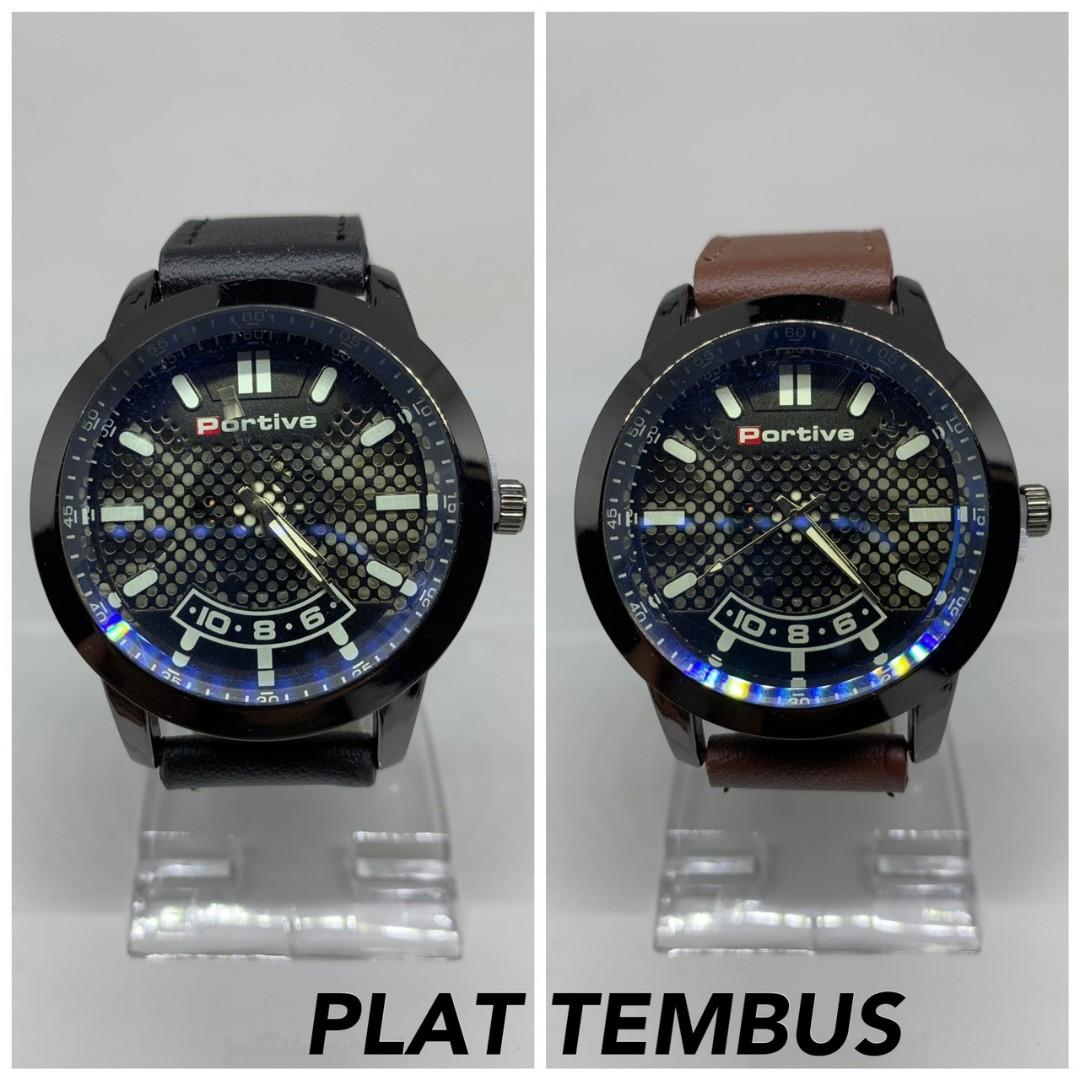 Jam Tangan DOTTA KULIT Tali kulit tebal kaca tebal plat tembus pandang ...