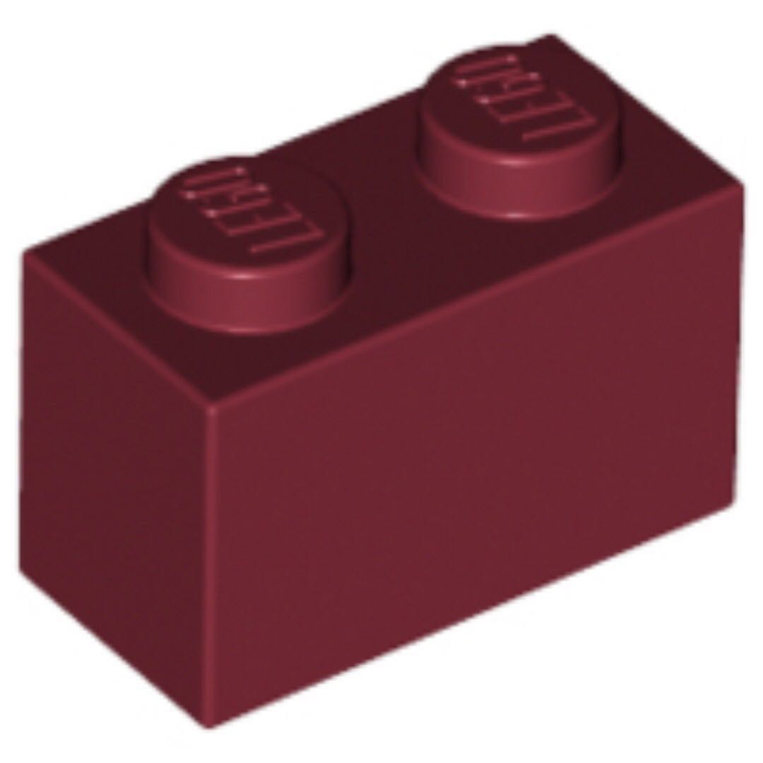 Lego Dark Red Brick 1 x 2, Hobbies & Toys, Toys & Games on Carousell