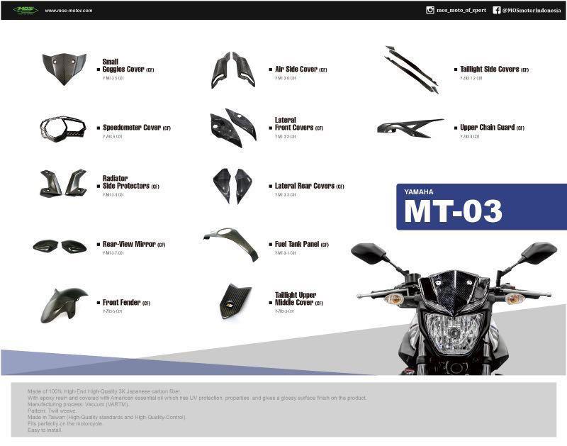 MOS CF CARBON FIBER / FIBRE FOR YAMAHA MT-03 MT03, Motorcycles ...