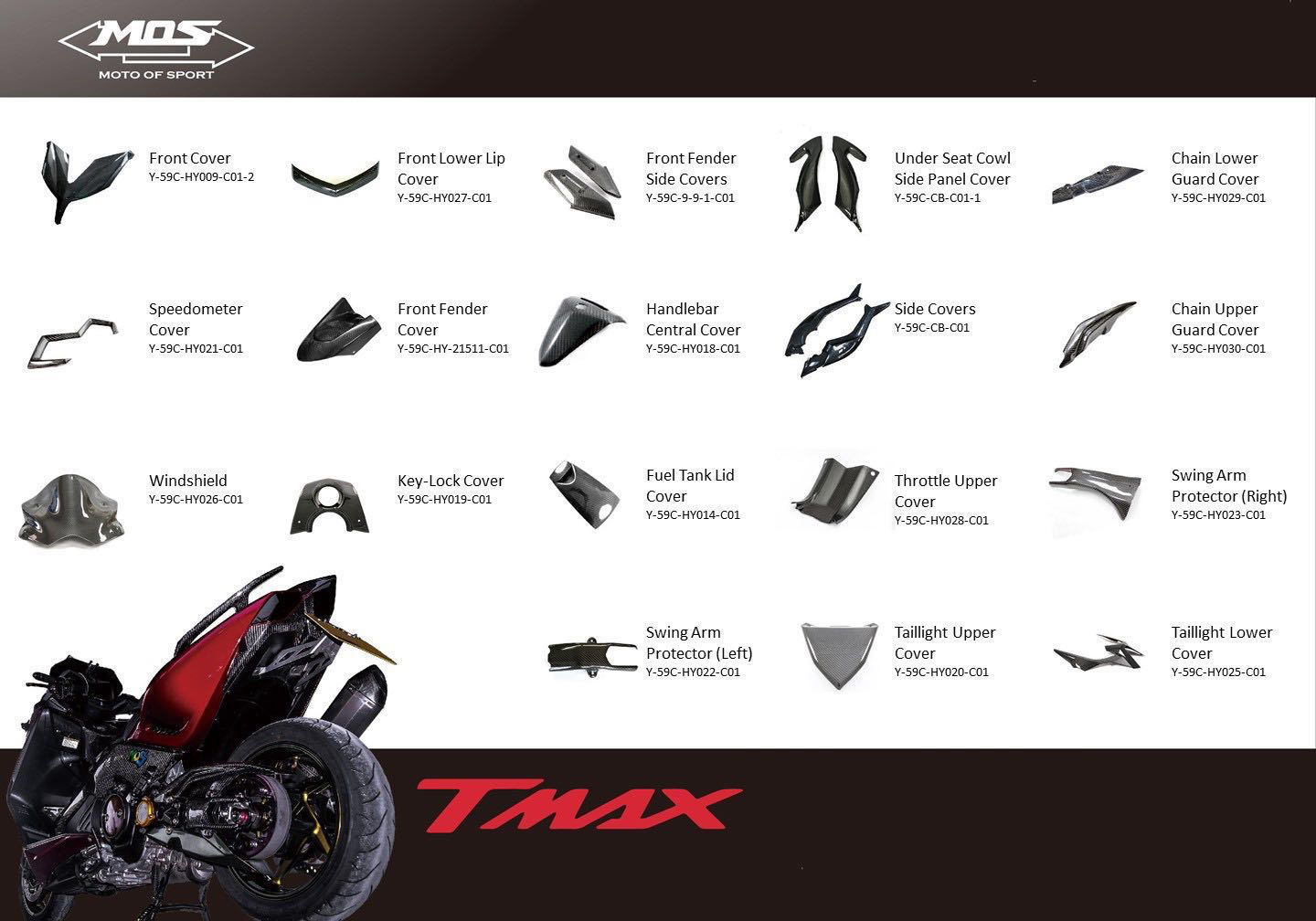 MOS CF CARBON FIBER / FIBRE FOR YAMAHA TMAX 15-16, Motorcycles ...