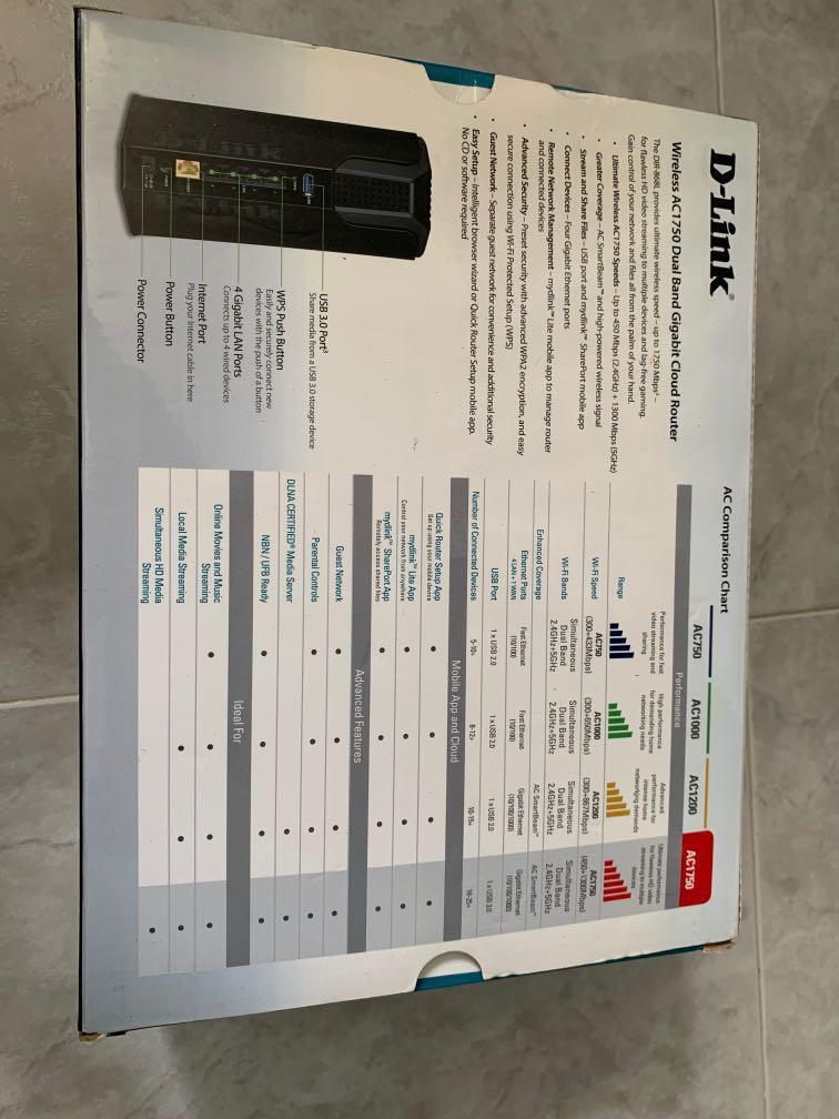 D-Link AC1750 Dual Band Gigabit Cloud Router, Computers & Tech, Parts ...