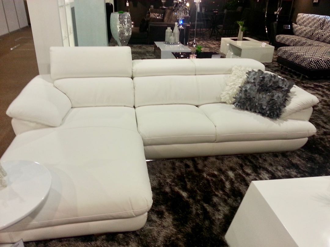 Moscule White L Shape Sofa, Furniture & Home Living, Furniture, Sofas on Carousell
