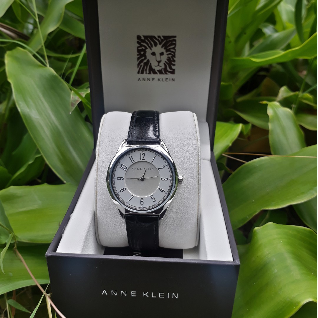Anne Klein Leather Strap Watch (BLACK), Women's Fashion, Watches ...