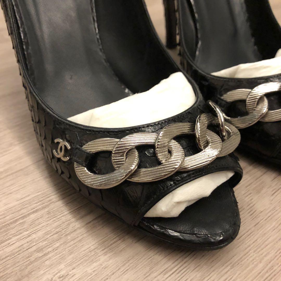 Chanel Python Heels, Luxury, Sneakers & Footwear on Carousell