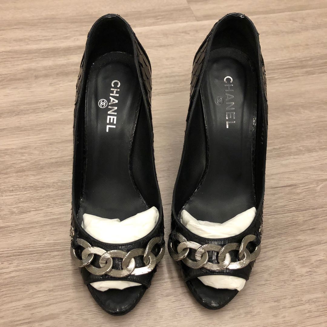 Chanel Python Heels, Luxury, Sneakers & Footwear on Carousell
