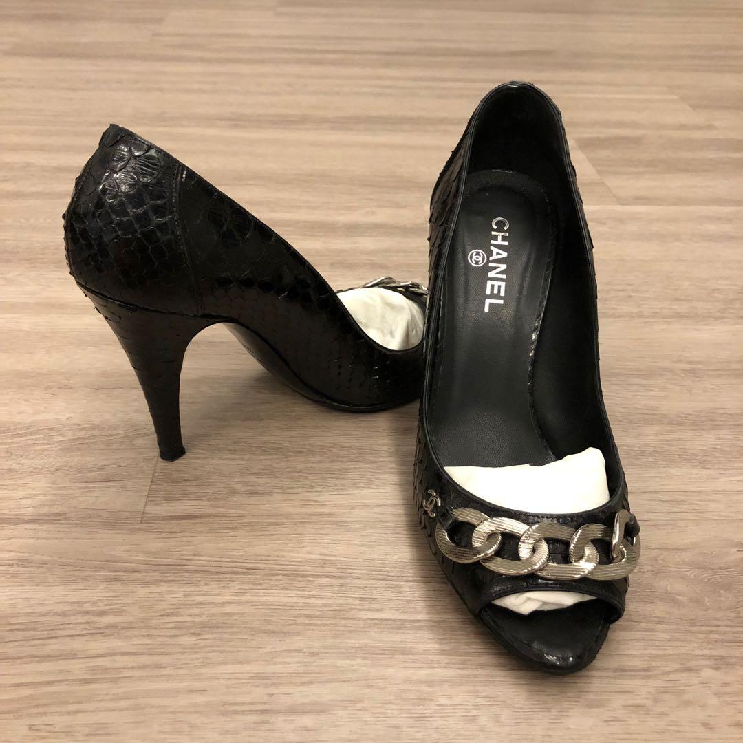 Chanel Python Heels, Luxury, Sneakers & Footwear on Carousell