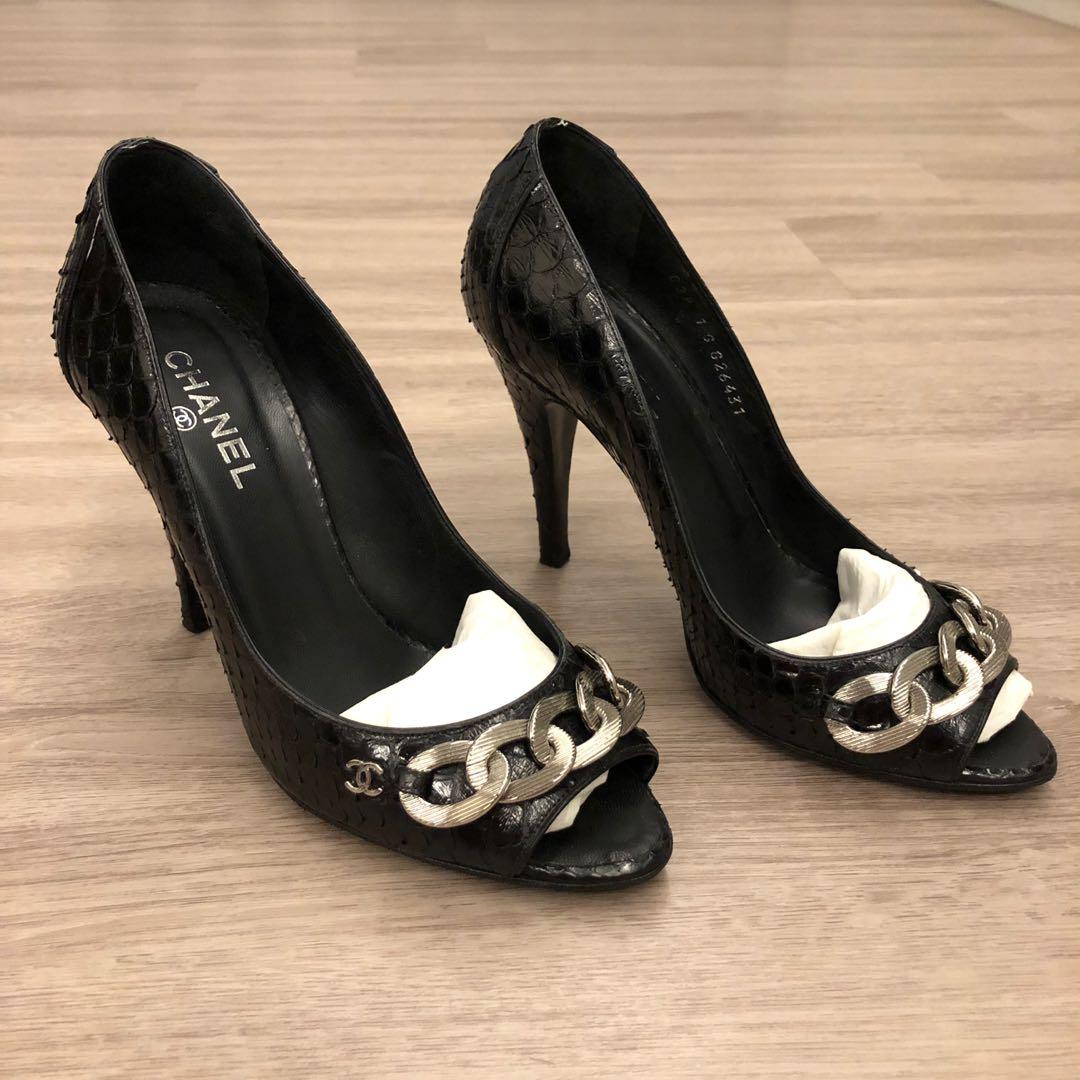 Chanel Python Heels, Luxury, Sneakers & Footwear on Carousell