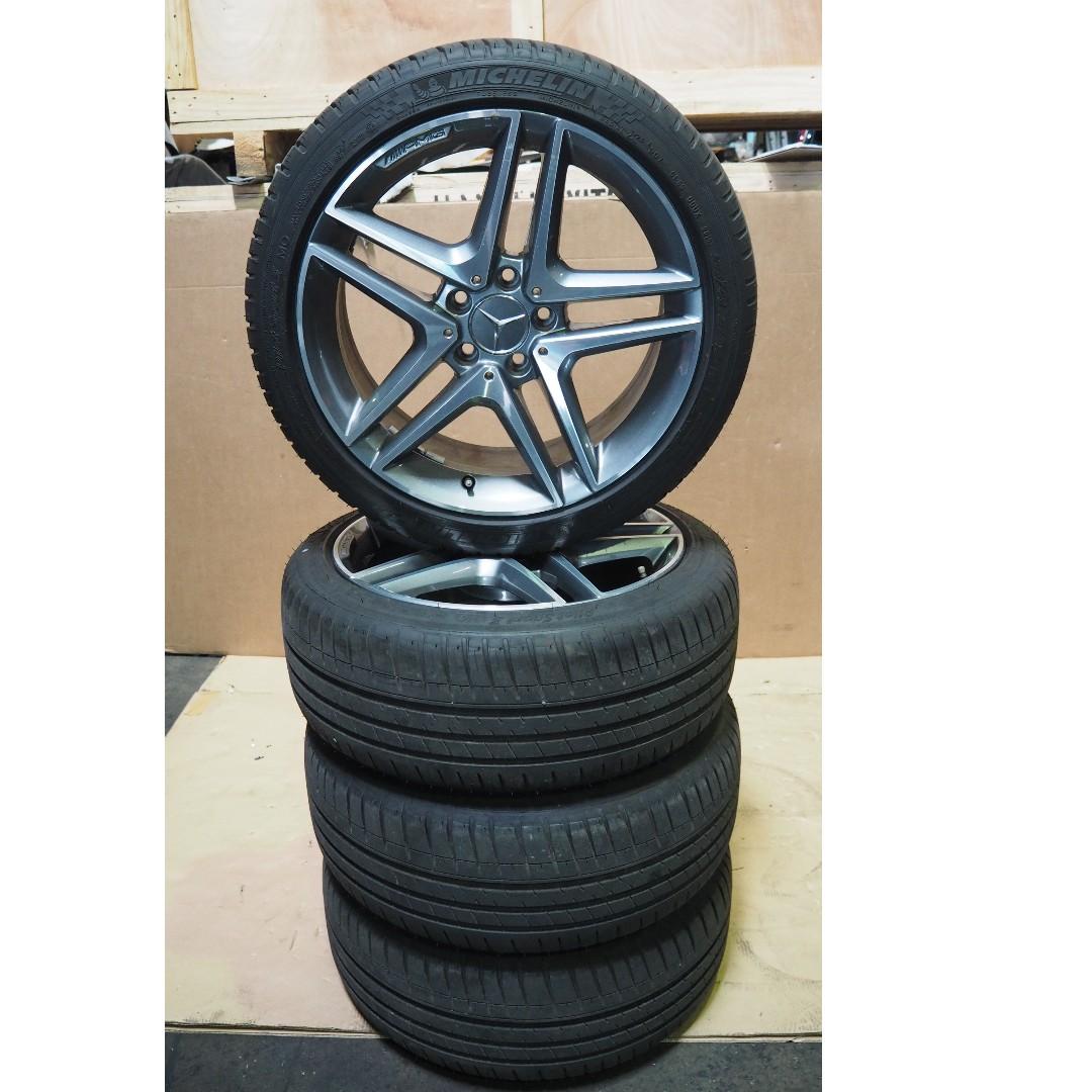 MERCEDES W176 A45 AMG PORT RIMS WITH TYRES 18'', Car Accessories, Tyres & Rims on Carousell