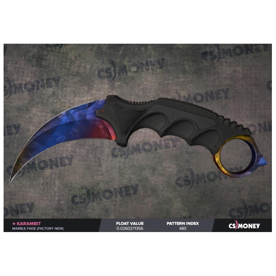 STEAM CSGO Karambit Marble Fade Factory New 0.026 Blue Dom, Video ...