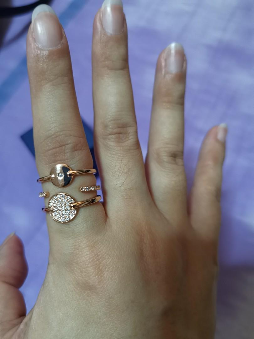 Swarovski 3 tier Ring, Women's Fashion, Jewelry & Organisers, Body ...
