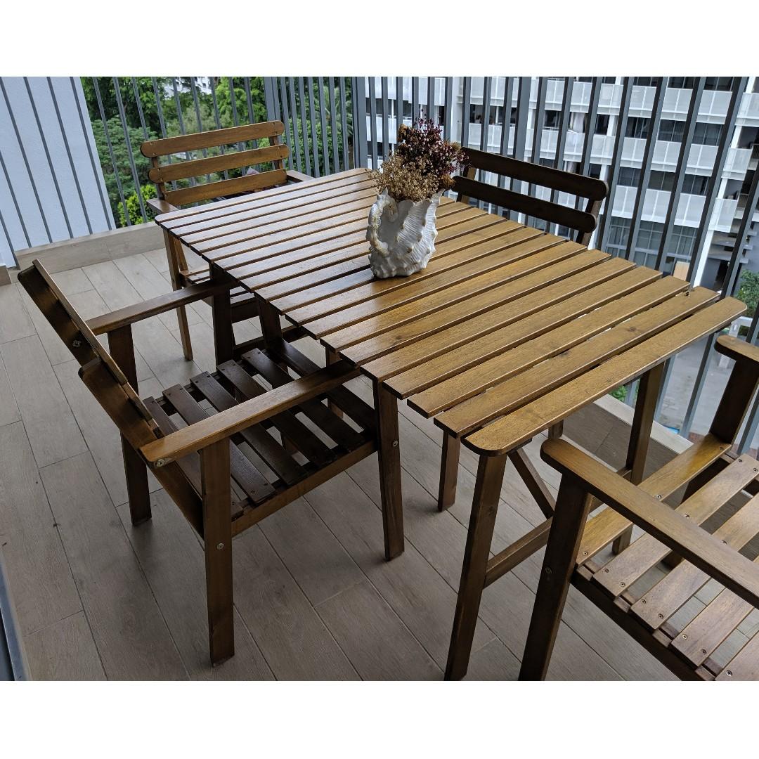Dining table + 4 chairs with armrests IKEA FALHOLMEN, Furniture & Home ...
