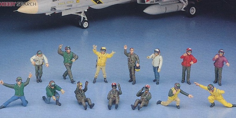 Hasegawa 1/48 f14 tomcat aircraft carrier us Navy Pilot / Deck Crew Set ...