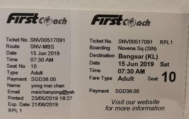 KL FIRST Coach Ticket x 1 (Novena to Bangsar), Tickets & Vouchers ...