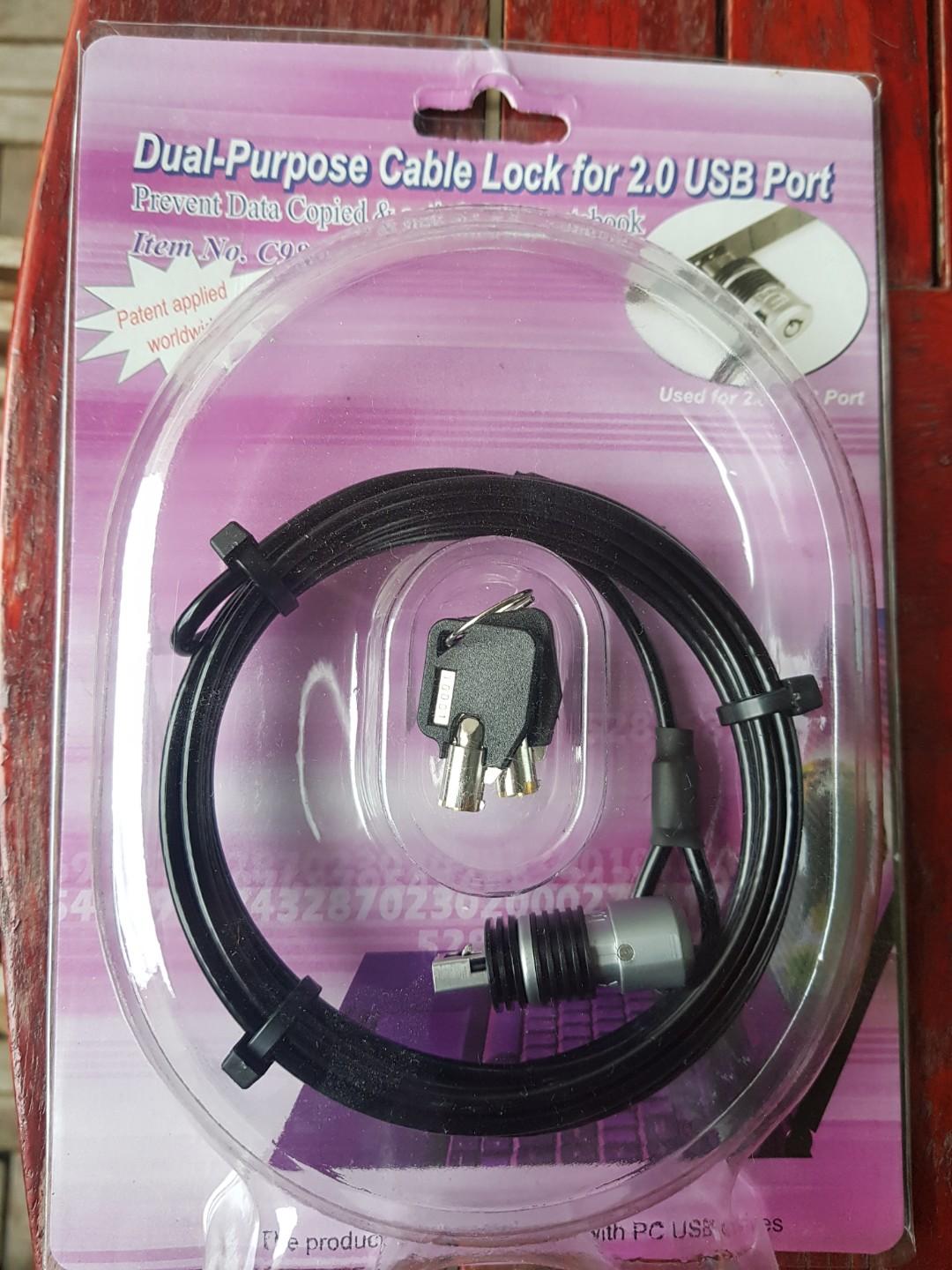 Cable lock for USB port for laptops - anti theft, Computers & Tech ...
