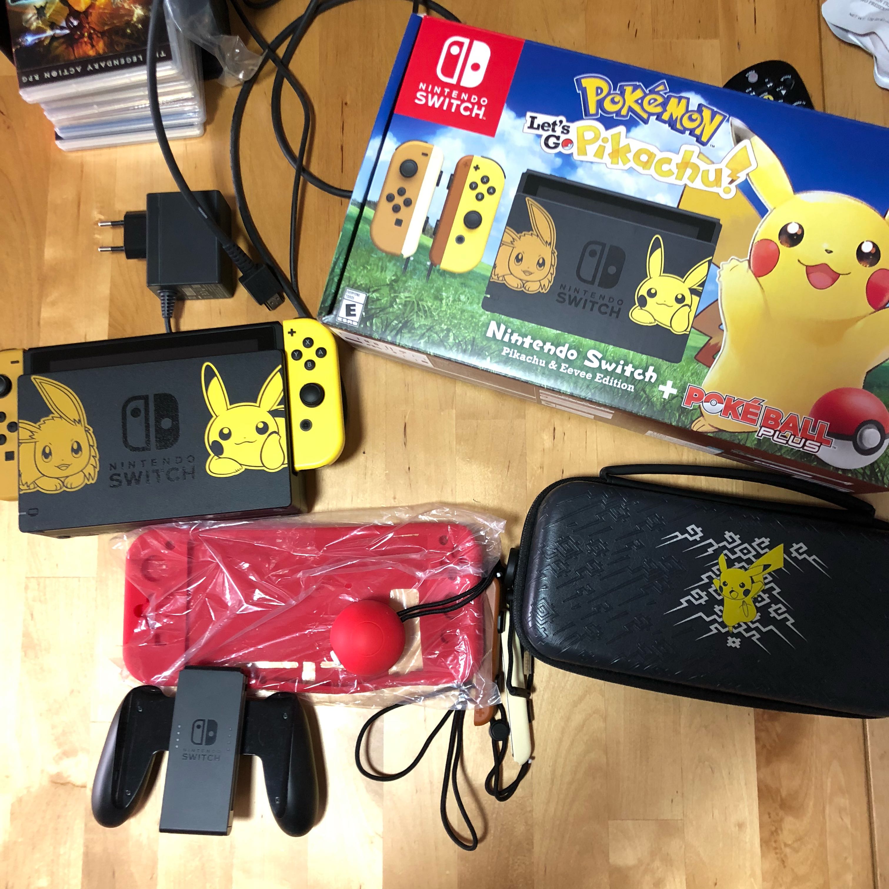 Nintendo switch (pikachu and Eevee Pokemon edition) with games!, Video ...