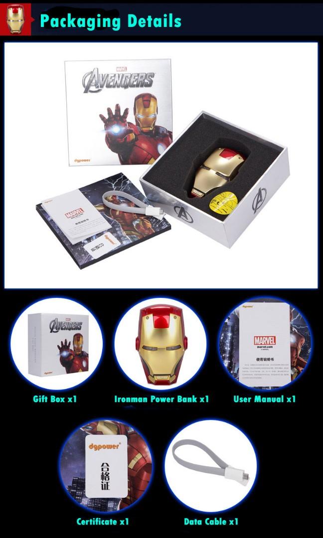 Power Bank Iron Man Avengers 6000mAH Marvel Cute, Mobile Phones ...