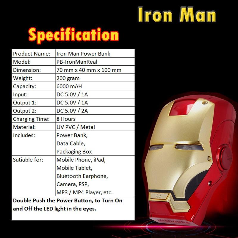 Power Bank Iron Man Avengers 6000mAH Marvel Cute, Mobile Phones ...