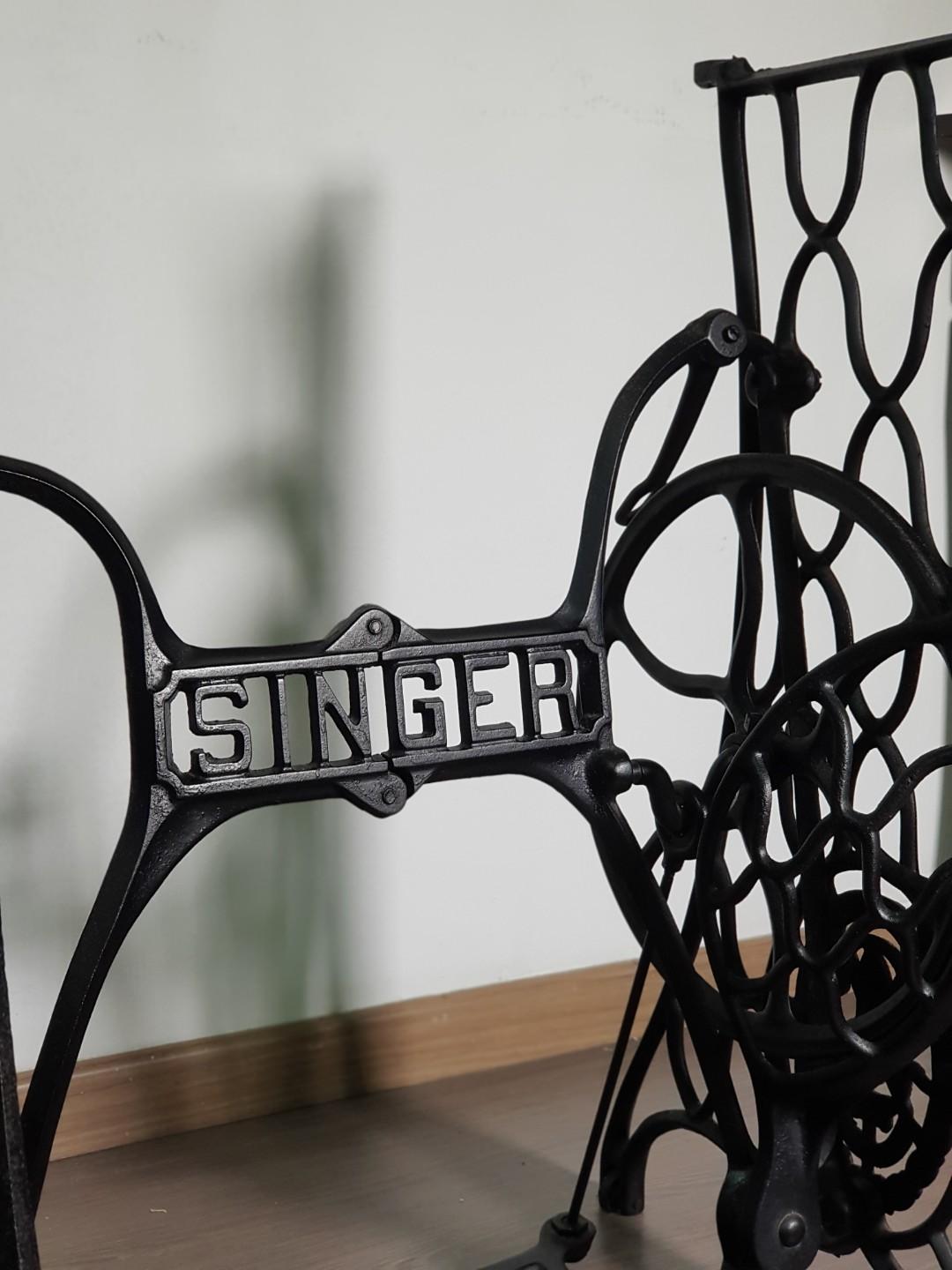Rare Singer ORIGINAL vintage cast iron sewing machine leg, Furniture ...