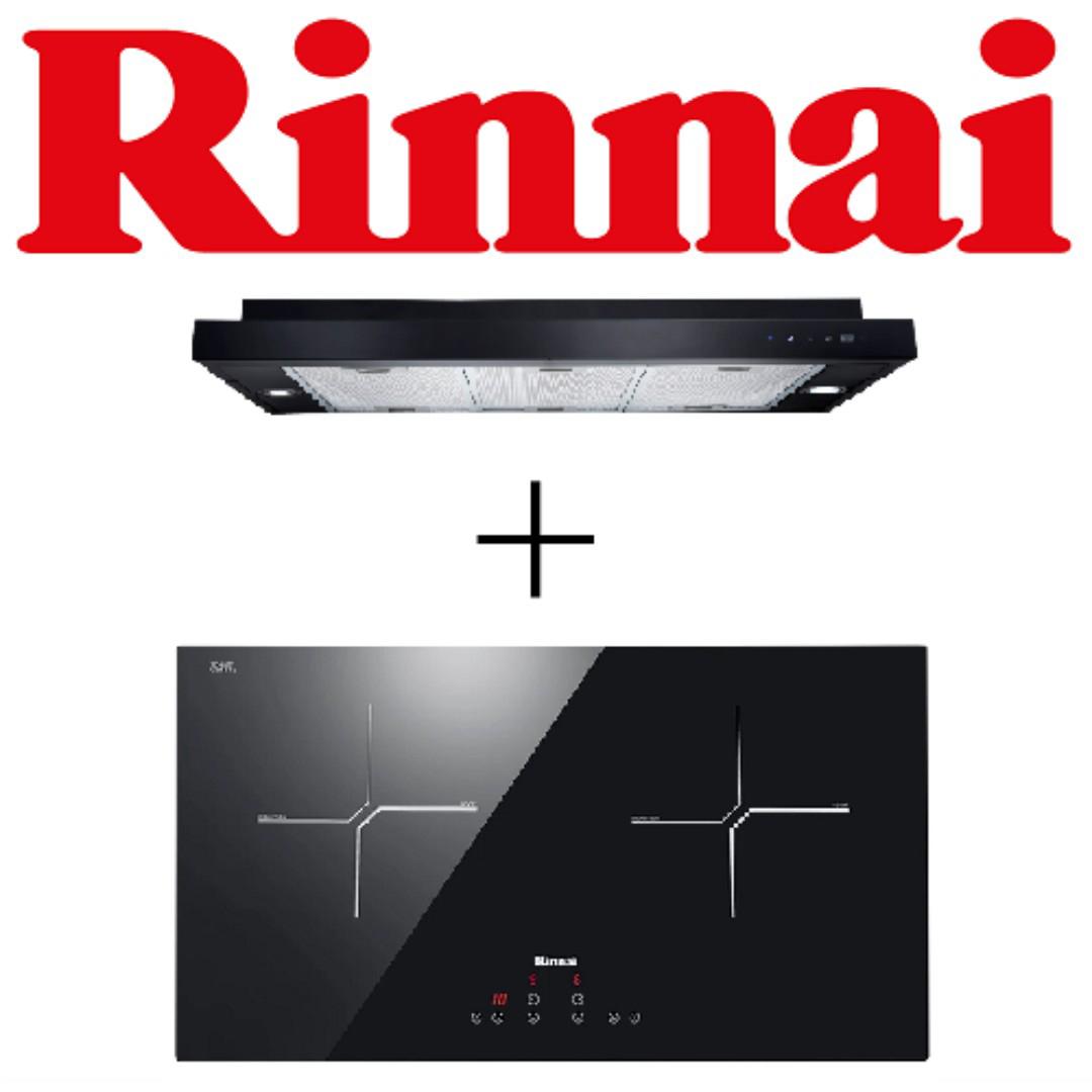 RINNAI RH-S329-PBR 90CM SLIMLINE HOOD WITH TOUCH CONTROL + RB-7012H-CB 70CM 2 ZONE INDUCTION HOB ...