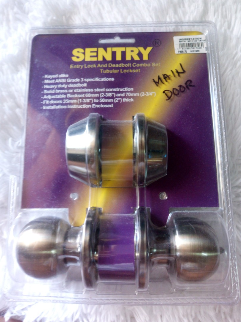 SENTRY Entry Lock & Deadbolt Combo Set Tubular Lockset, Furniture ...