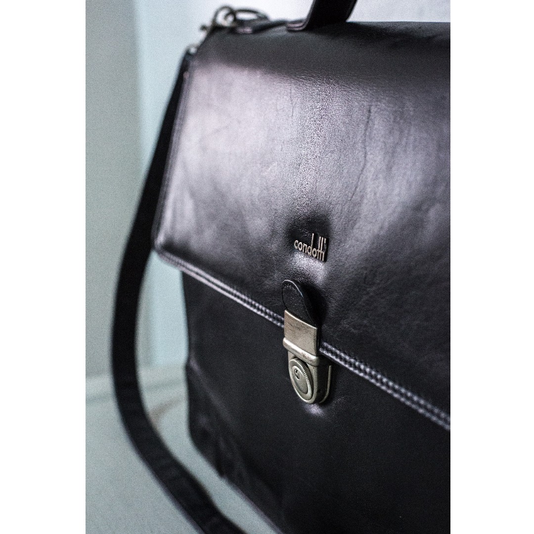 Condotti Leather Men's Messenger Briefcase Bag Italian Made, Men's ...