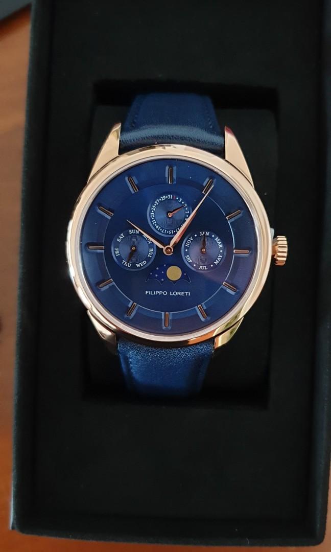 Filippo Loreti Venice Moonphase Rose Gold Blue, Men's Fashion, Watches ...