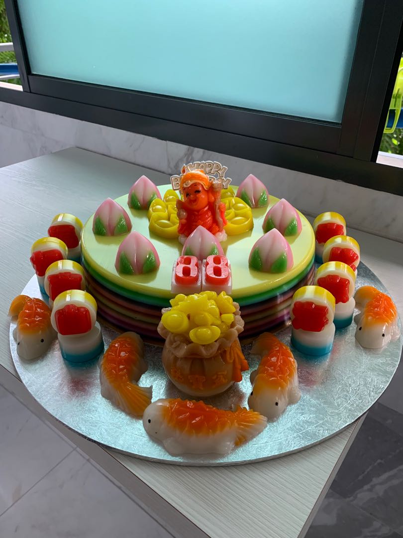 Ingot peach money bag fish ah ma longevity pull money jelly agar agar ...