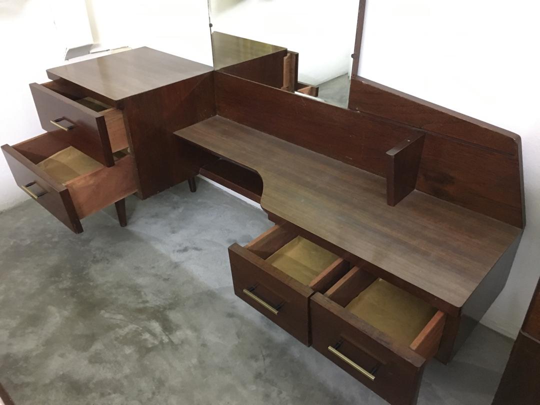 Retro Dressing Table With Mirror, Furniture & Home Living, Furniture ...