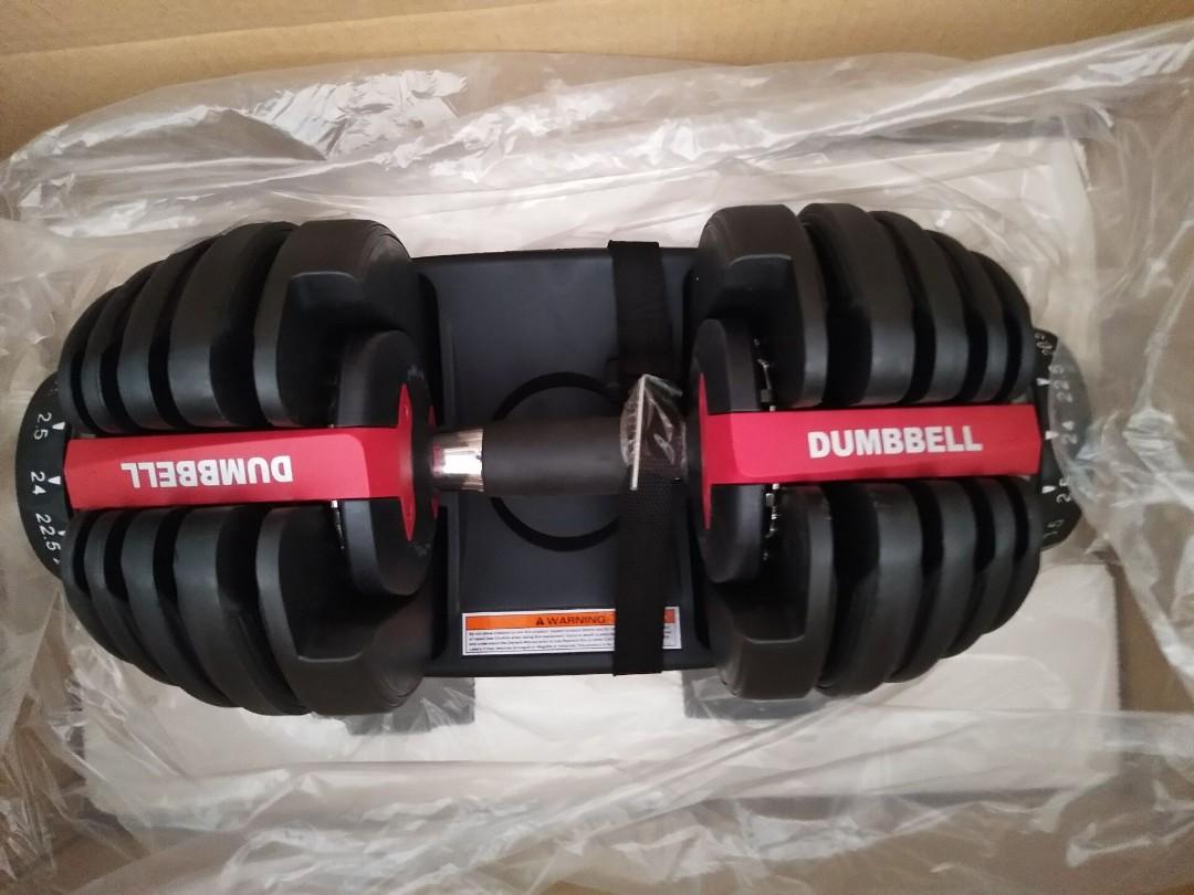 AMB Sports Adjustable Dumbbells Weights with Tray 23.8kg per Dumbbell ...