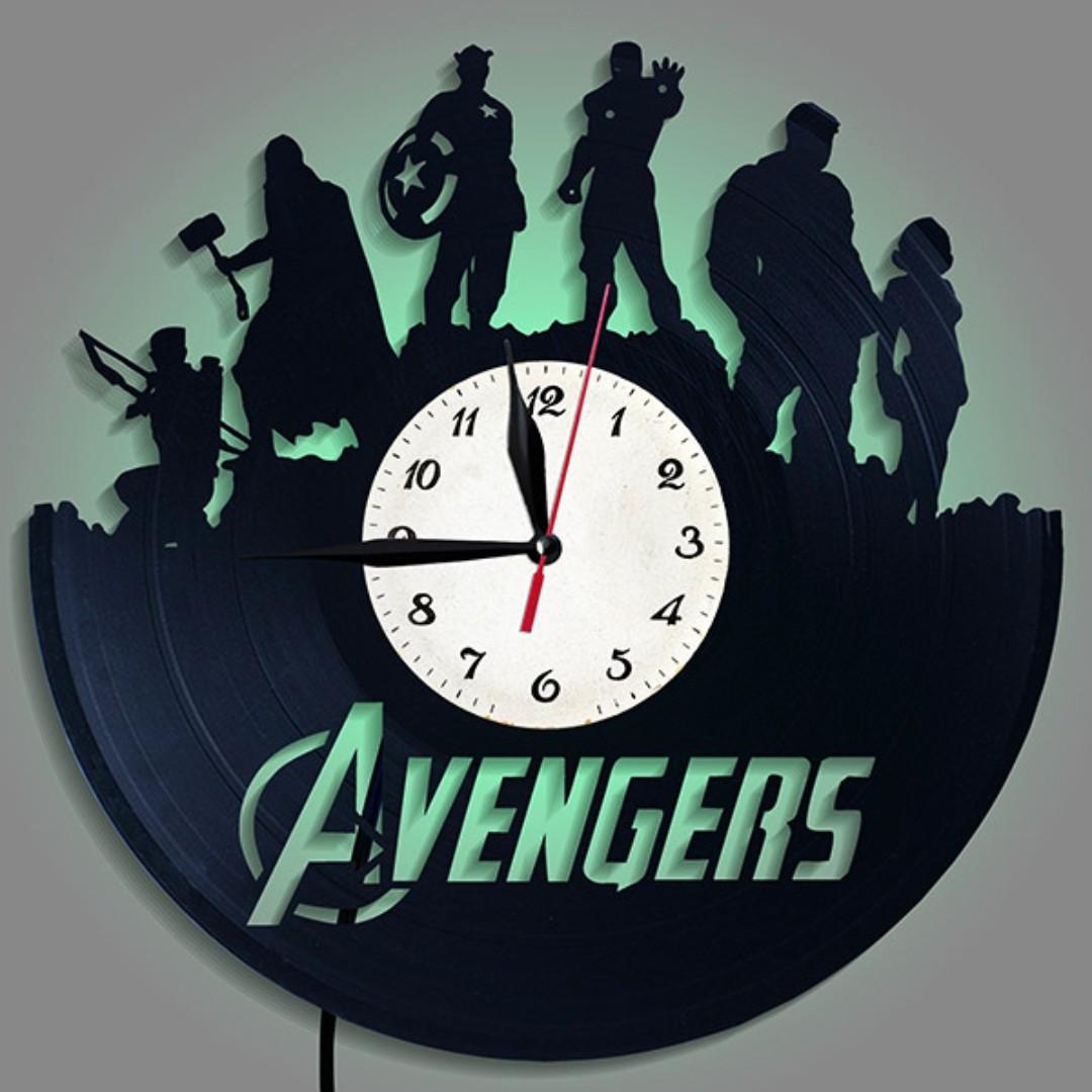 New Marvel The Avengers Vinyl Records Analog Wall Clock with/without ...