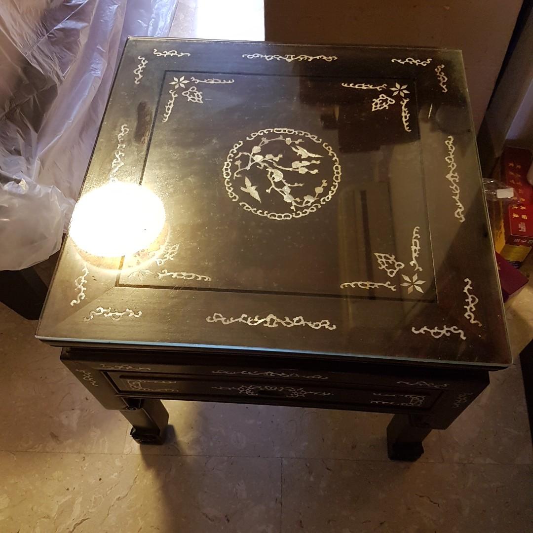 Rosewood Corner Table with Shell deco, Furniture & Home Living ...